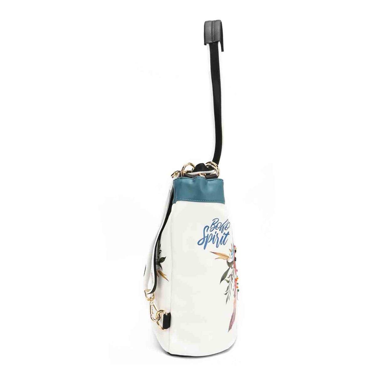 Nicole Lee BOHEMIAN WHITE PRINT STYLISH CONVERTIBLE BACKPACK
