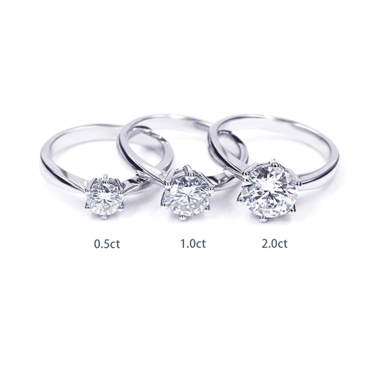 TIANYU GEMS 1.0ct 925 Solid Sterling Silver Engagement Moissanite Ring for Brid Wedding Band (White 0.5CT, 6.5)