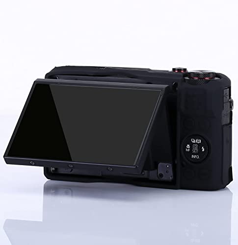 Yisau Case for G7X Mark II G7X Removable Lens Cover, Silicone Cover Rubber Soft Camera Case for Canon PowerShot G7X II G7X (Glamour Black)