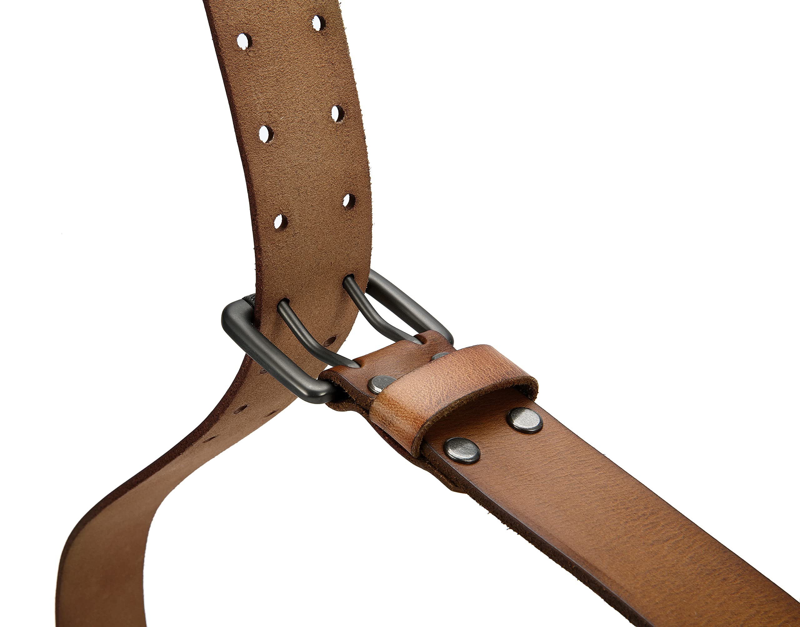YOETEY Leather Work Belt for Men - Double Prong Belt 40mm with Full Grain Leather - 9 Sets Holes for a Perfect Fit