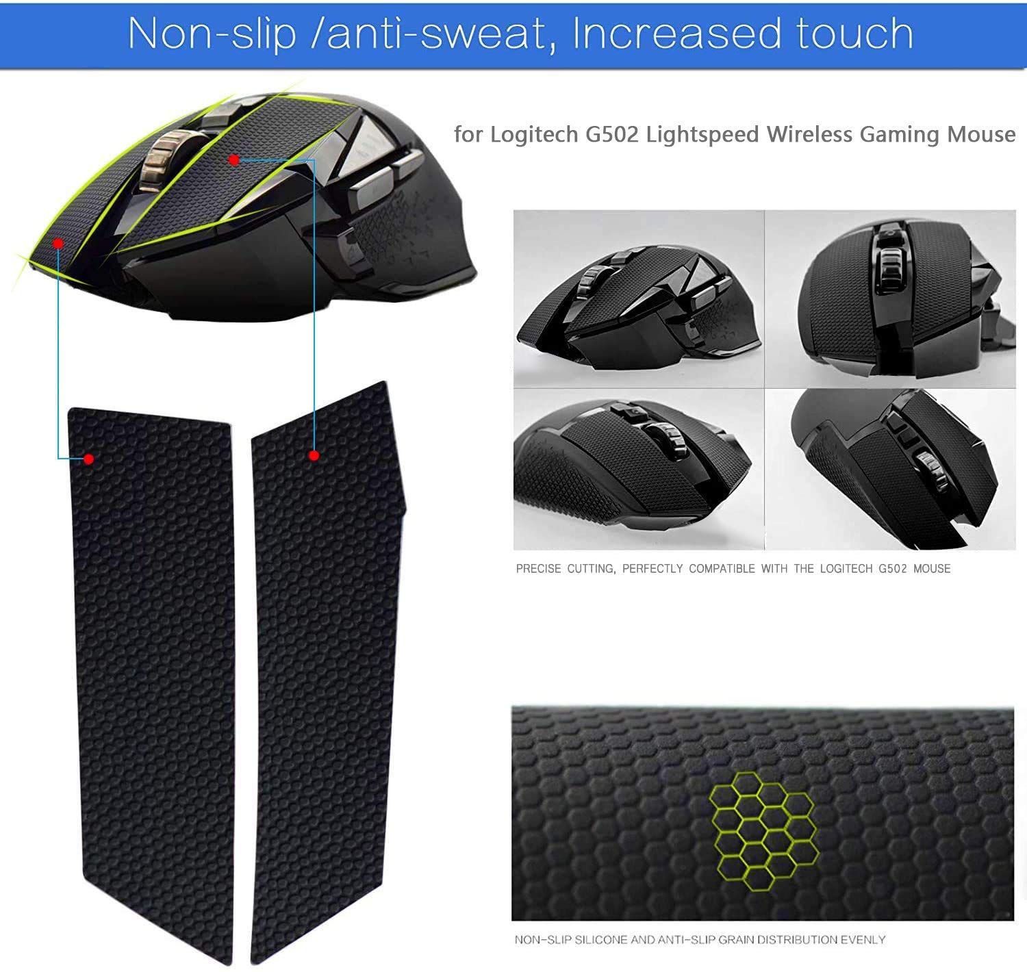 Quartet trade Mouse Skatez/Mouse Feet for Logitech G502 Lightspeed Wireless Gaming Mouse( 2 in 1 Mouse Feet + Mouse Anti-Slip Tape )