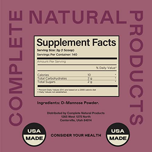 Pure D-Mannose Powder Supplement - Bulk D-Mannose 10oz (283 g) 120 Servings for UTI, Bladder, & Urinary Tract Health