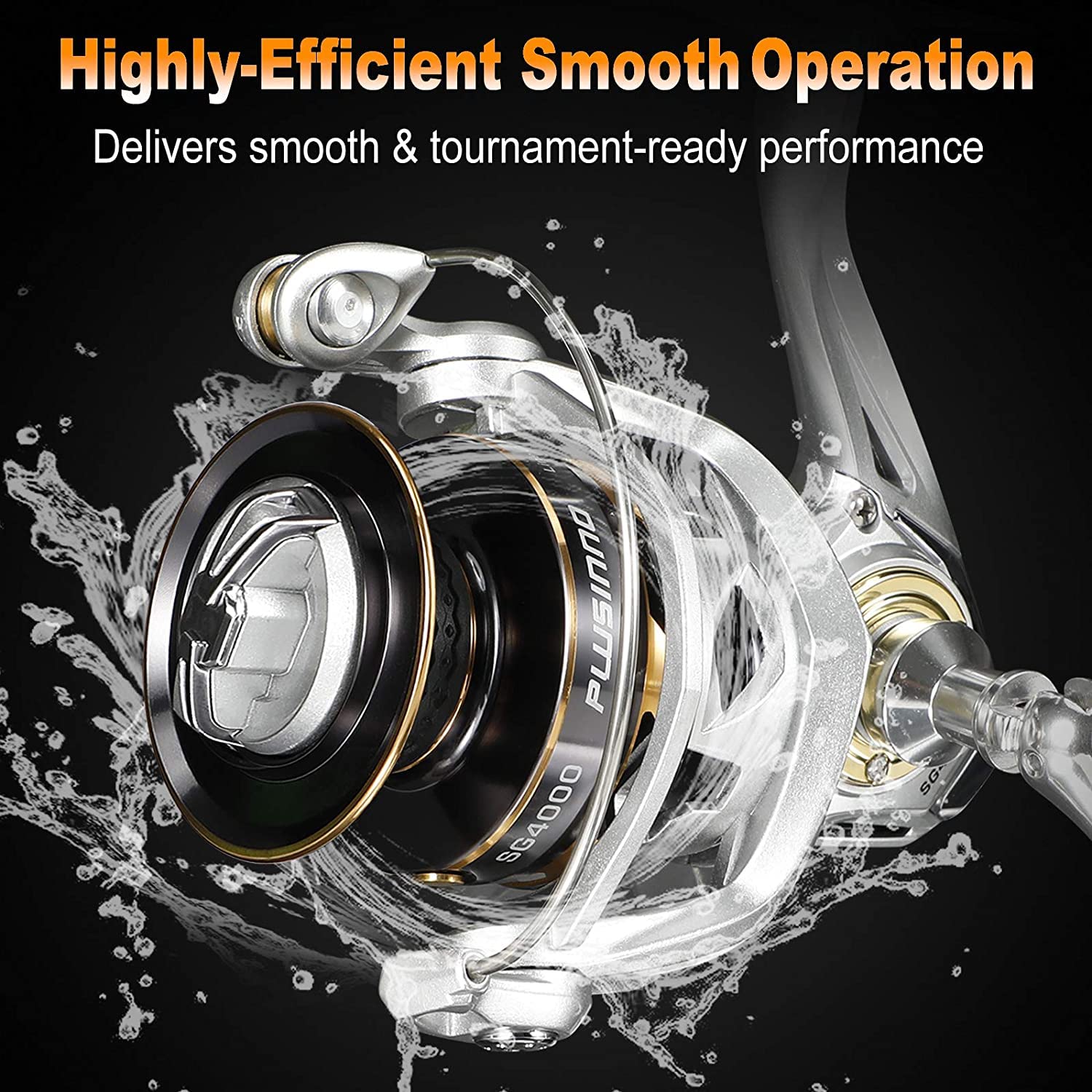 PLUSINNO Fishing Reel, 5.7:1 High Speed Spinning Reel,9 +1BB,Premium Drag System with17-22 LB Max Drag,Ultra Smooth Powerful, Lightweight Graphite Frame, CNC Aluminum Spool for Saltwater Freshwater-J