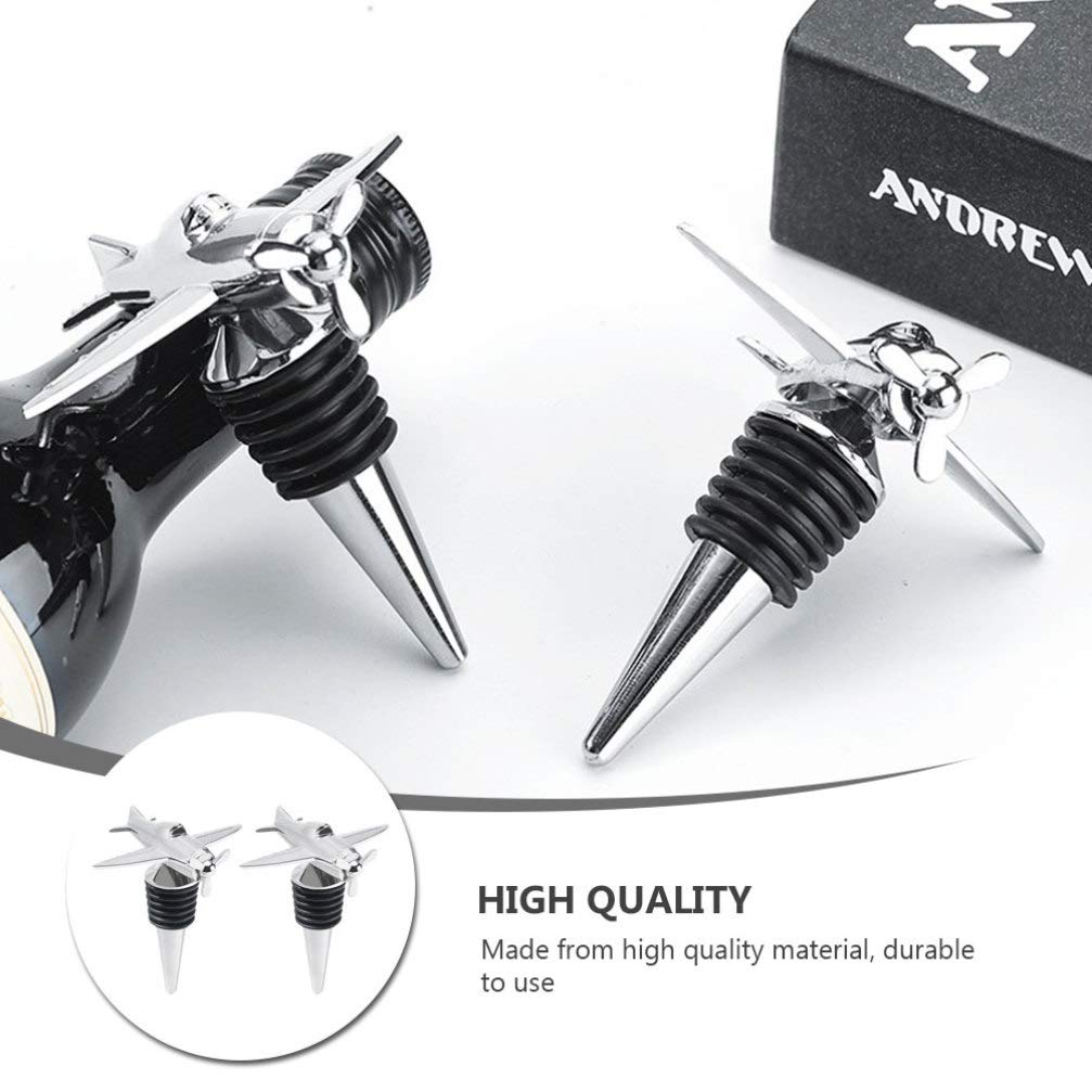 Zerodeko 4PCS Zinc Alloy Wine Bottle Stoppers, Wine Bottle Stopper, Wine Champagne Preservation Plug, Aircraft Style Beer Wine Spout Saver Beverage Bottle Seal