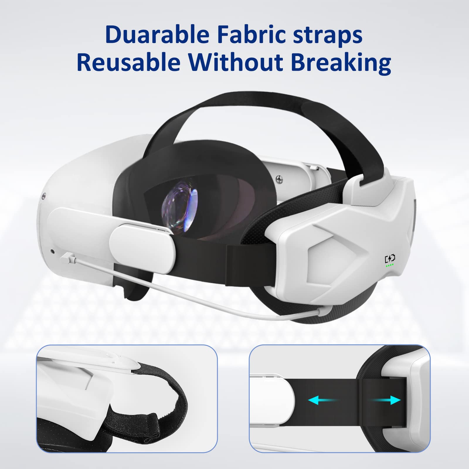 XFORTEN Elite Head Strap for Oculus Quest 2, with 5000 mAh Battery Pack, Adjustable Head Strap for Enhanced Support and Comfort in VR Accessories