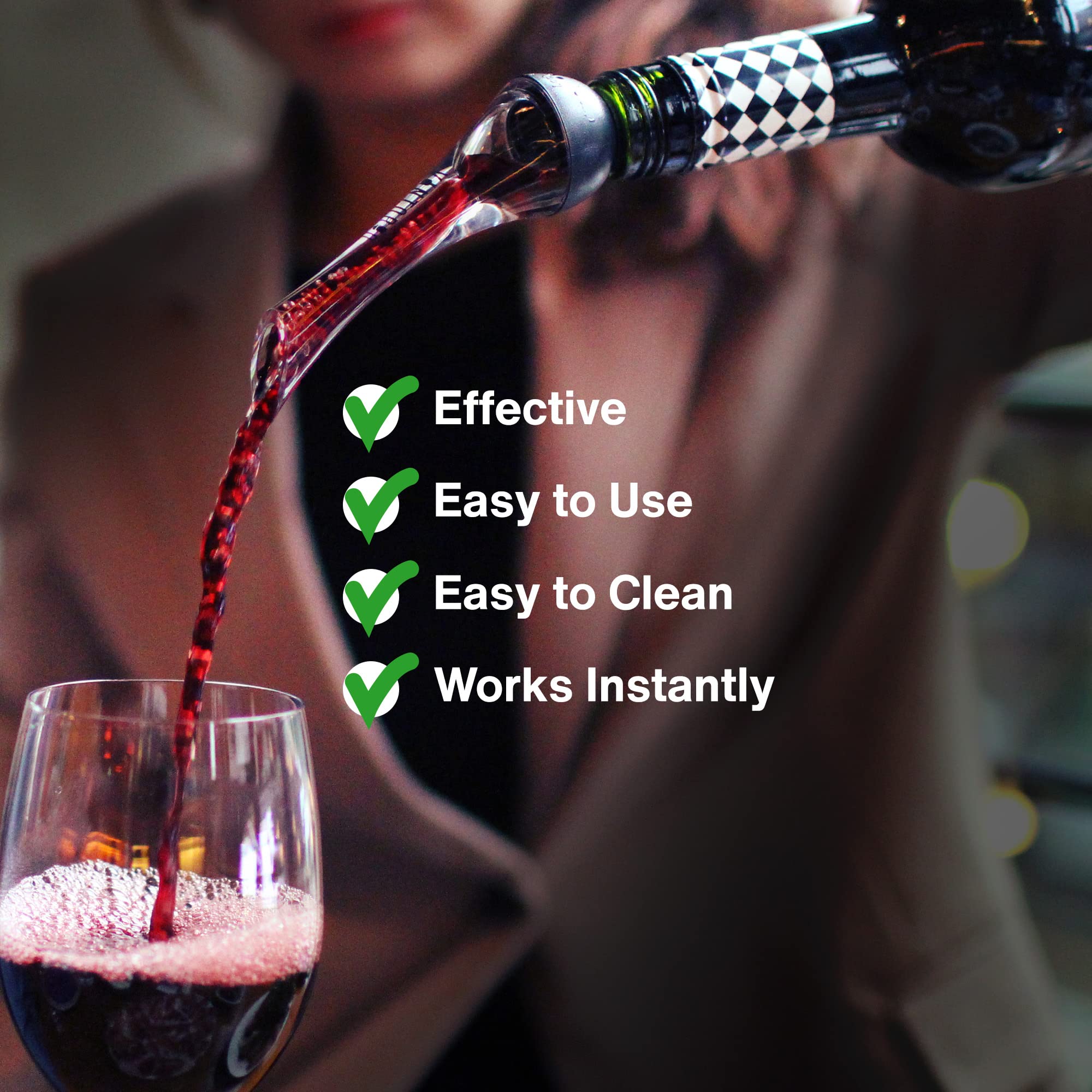Wine Aerator Pourer (2 Pack, Silver and Black) by Vintorio