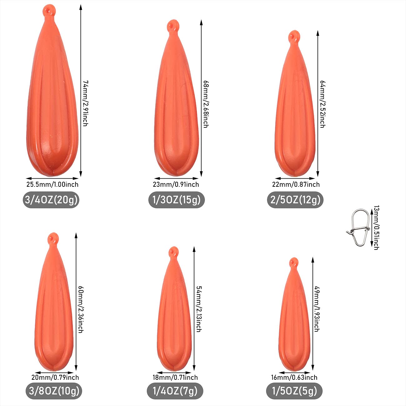 WHYHKJ 6pcs Fishing Casting Practice Plugs of Different Sizes Fishing Practice Casting Plugs, Orange