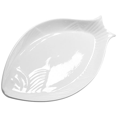 Sizzling Plate Appetizer Serving Tray Fish Shaped Food Plate 13 Inch Dessert Appetizer Dish Snack Serving Tray Fruit Storage Plate for Sushi Dinner Tableware White Table Tray
