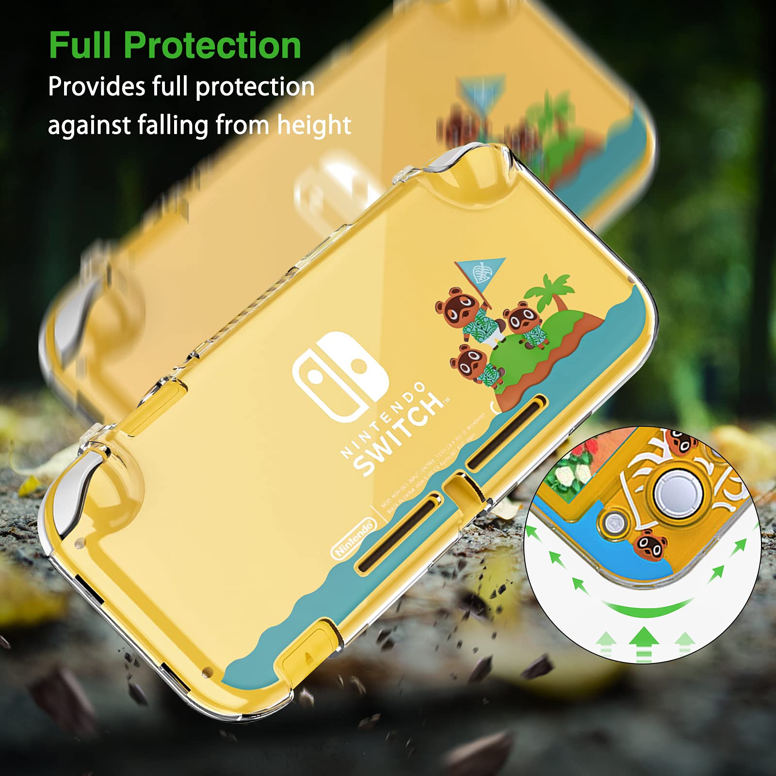 TIKOdirect Protective Crystal Case Compatible with Nintendo Switch Lite, Clear Split Hard Cover with Screen Protector in Anti-Scratch Design, Animal Crossing Pattern