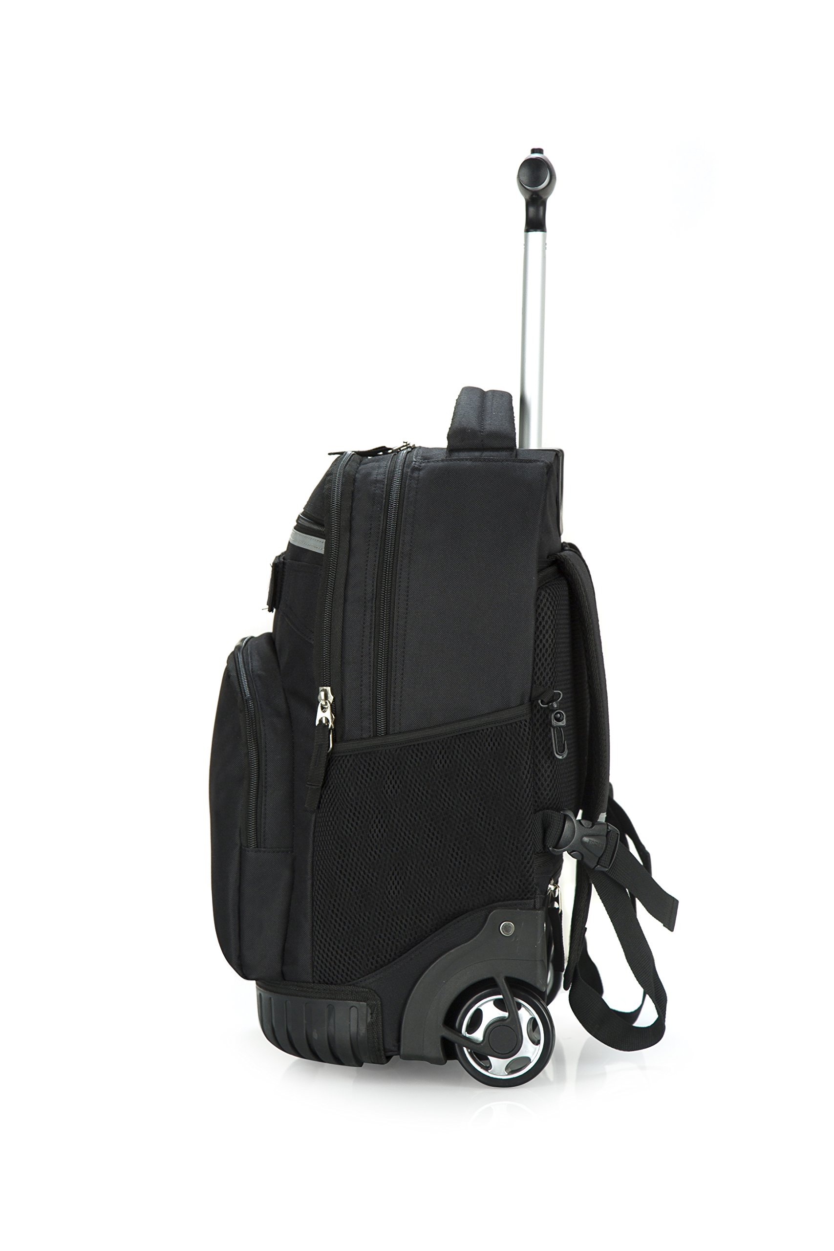 Tilami Unisex-Children Wheeled Rolling Backpack for Laptop, School, College and Travel - Waterproof - 18inch - Black