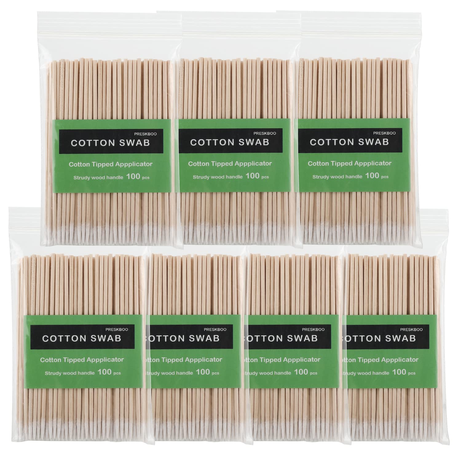 PRESKBOO 400 Count Microblading Cotton Swab, Cotton Swabs Pointed Tip, Cotton Swabs Wood Sticks, Cotton Tipped Applicator, Tattoo Permanent Supplies, Makeup Cosmetic Applicator Sticks,2 SIZE