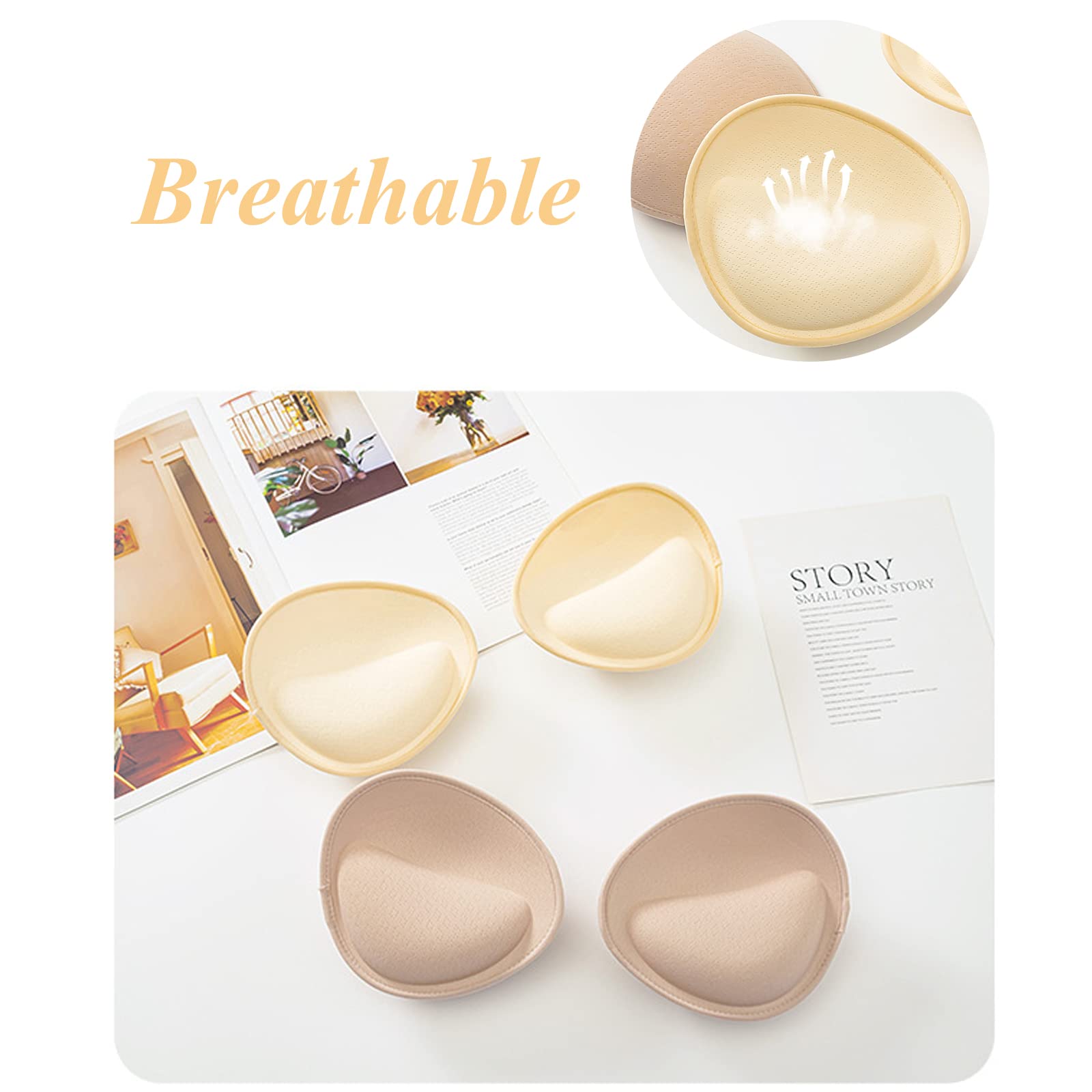 ONDY Thick Bra Pads Inserts, Breast Enhancers Inserts, Latex Bras Inserts Push Up Pads for Sports Bra Cups Swimsuit