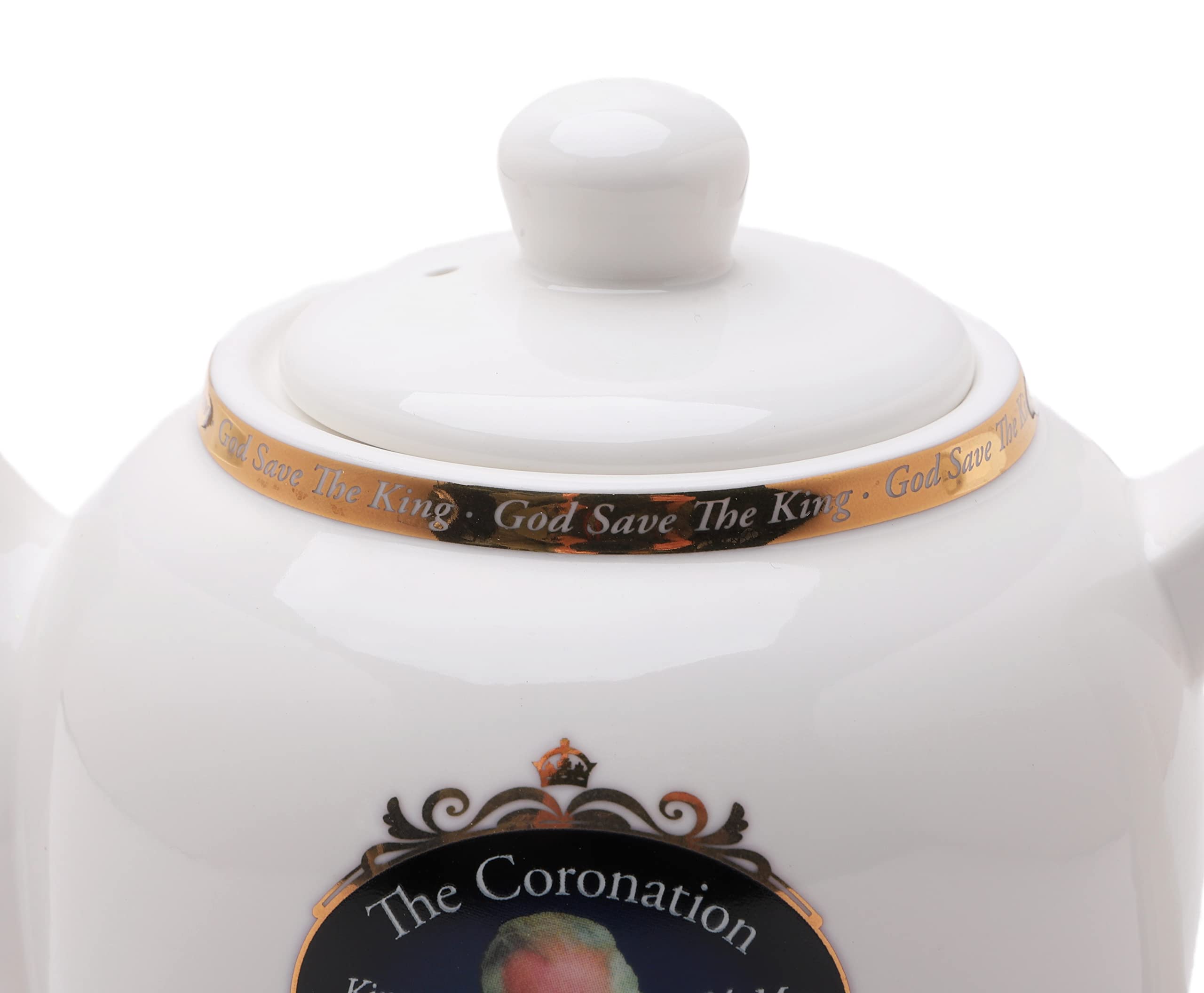 Toyland® King Charles III Coronation Commemorative Tea Pot - His Majesty The King Keepsakes - British Souvenirs