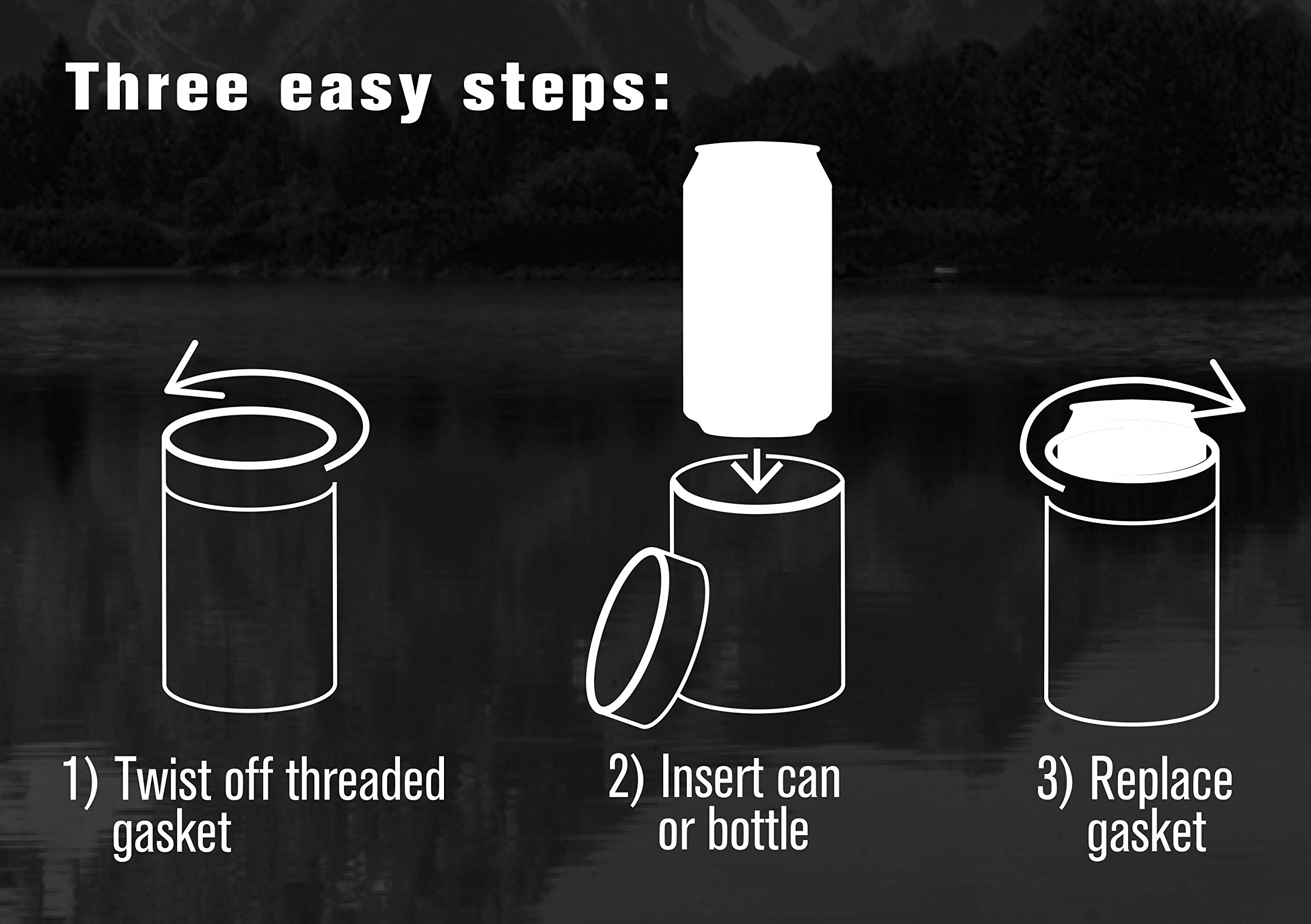 Tahoe Trails Stainless Steel 12oz Vacuum Insulated Can and Bottle Cooler | Double Wall Can Cooler For Cans and Bottles | Copper Plated Can Chiller and Metal Cooler | White