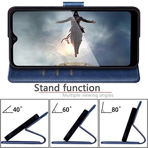 SUANPOT for Samsung Galaxy A32 5G Wallet case RFID Blocking Credit Card Holder, Flip Book Phone case Folio Cover for Women Men for Samsung A32 case Wallet Cellphone PU Leather case Navy Blue