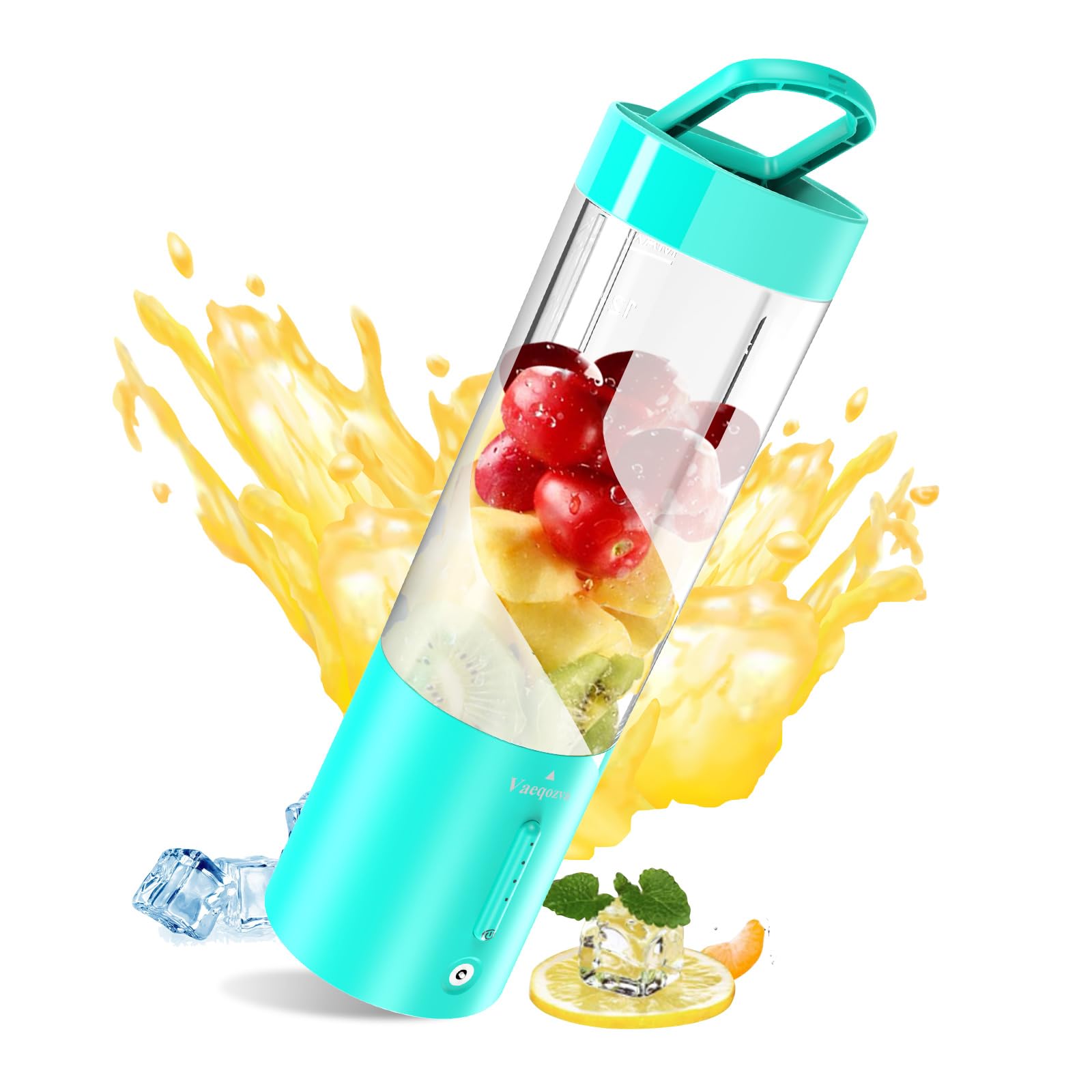 Portable Blender for Shakes and Smoothies, Vaeqozva 16OZ Personal Blender 6 Ultra Sharp Blades, Magnetic USB Rechargeable mini Blender bottle for Travel/Picnic/Office/Gym/Home