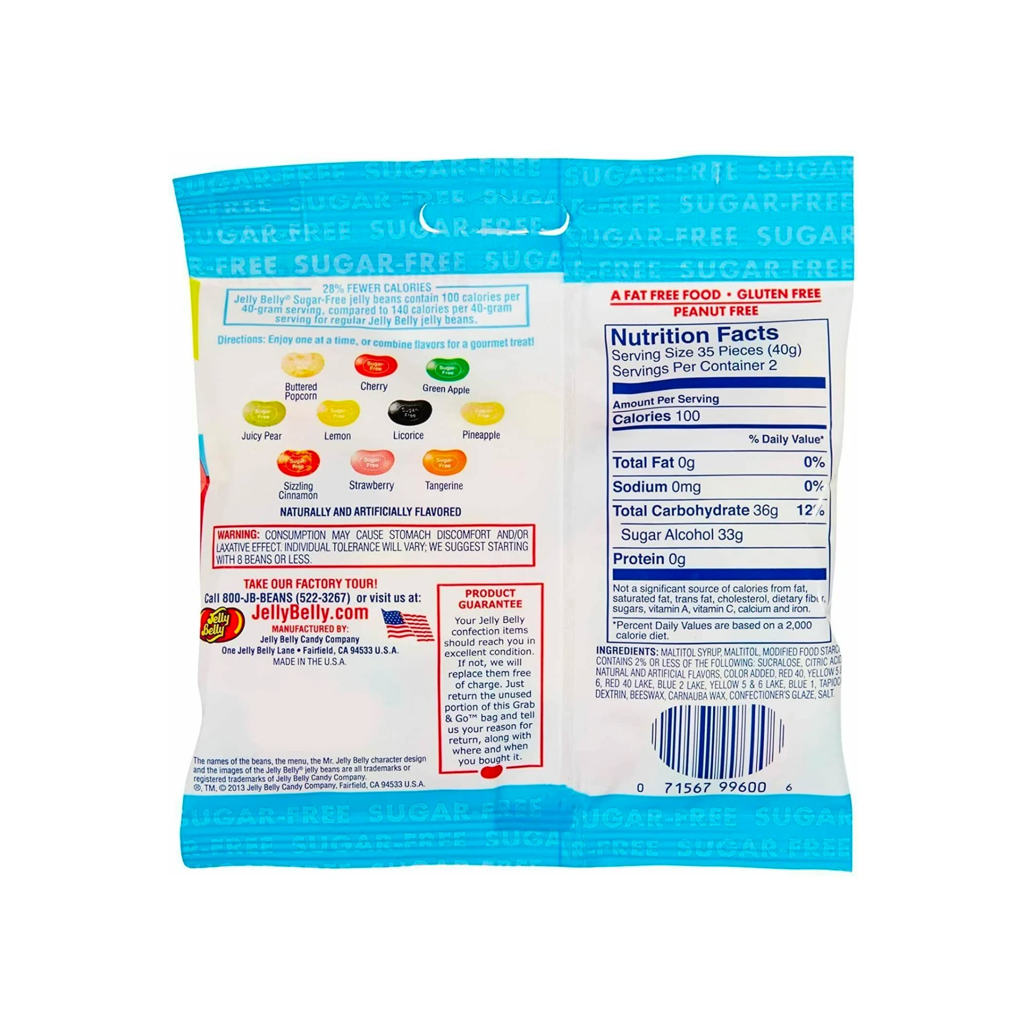 Sugar Free Jelly Beans, Sugar-Free Chewy Candies in Assorted Fruity Flavors, Low Calorie Shareable Sweet Snacks, 2.8 ounce bags, Pack of 3