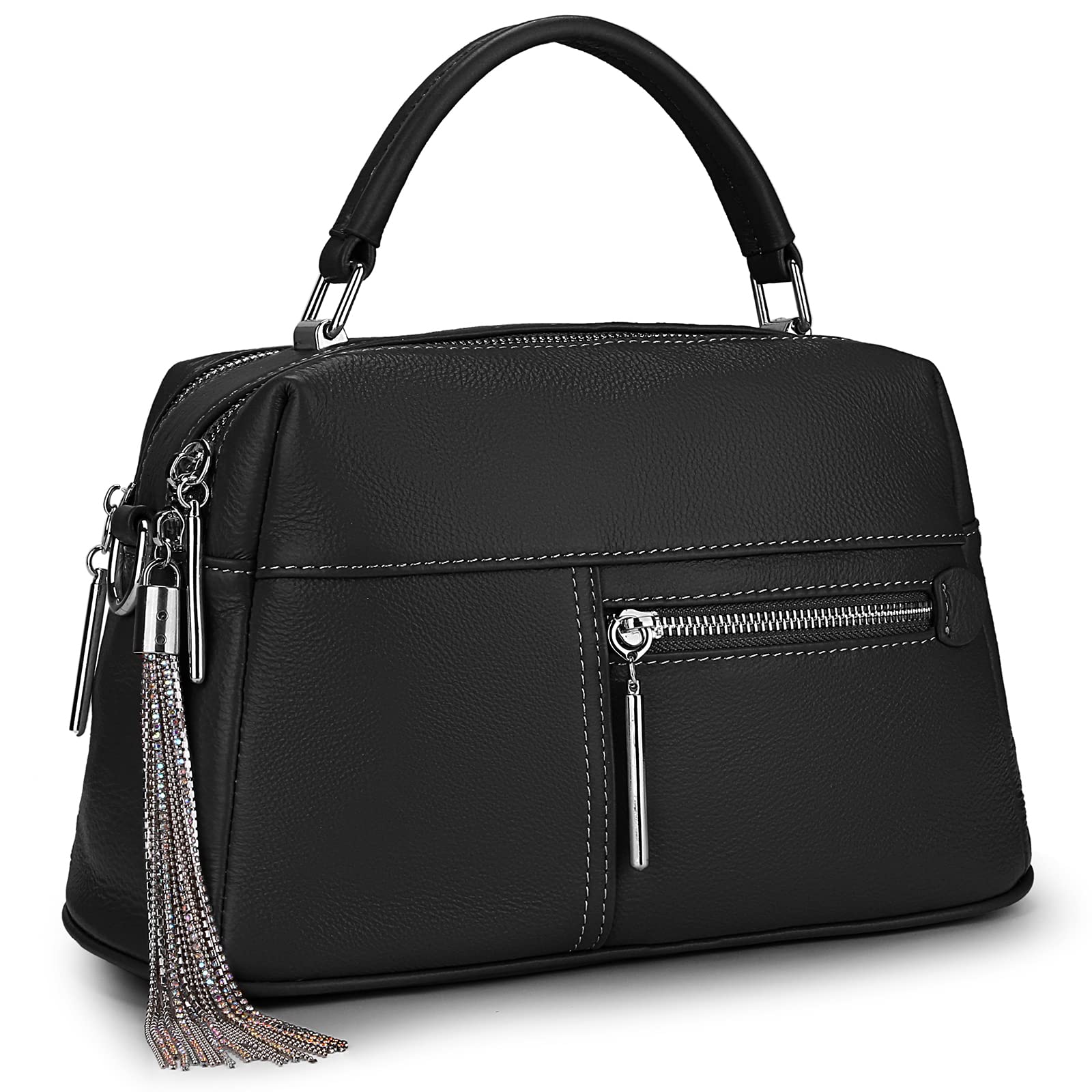 YALUXE Genuine Leather Shoulder Bags for Women Top Handle Handbag Small Cross-body Bag