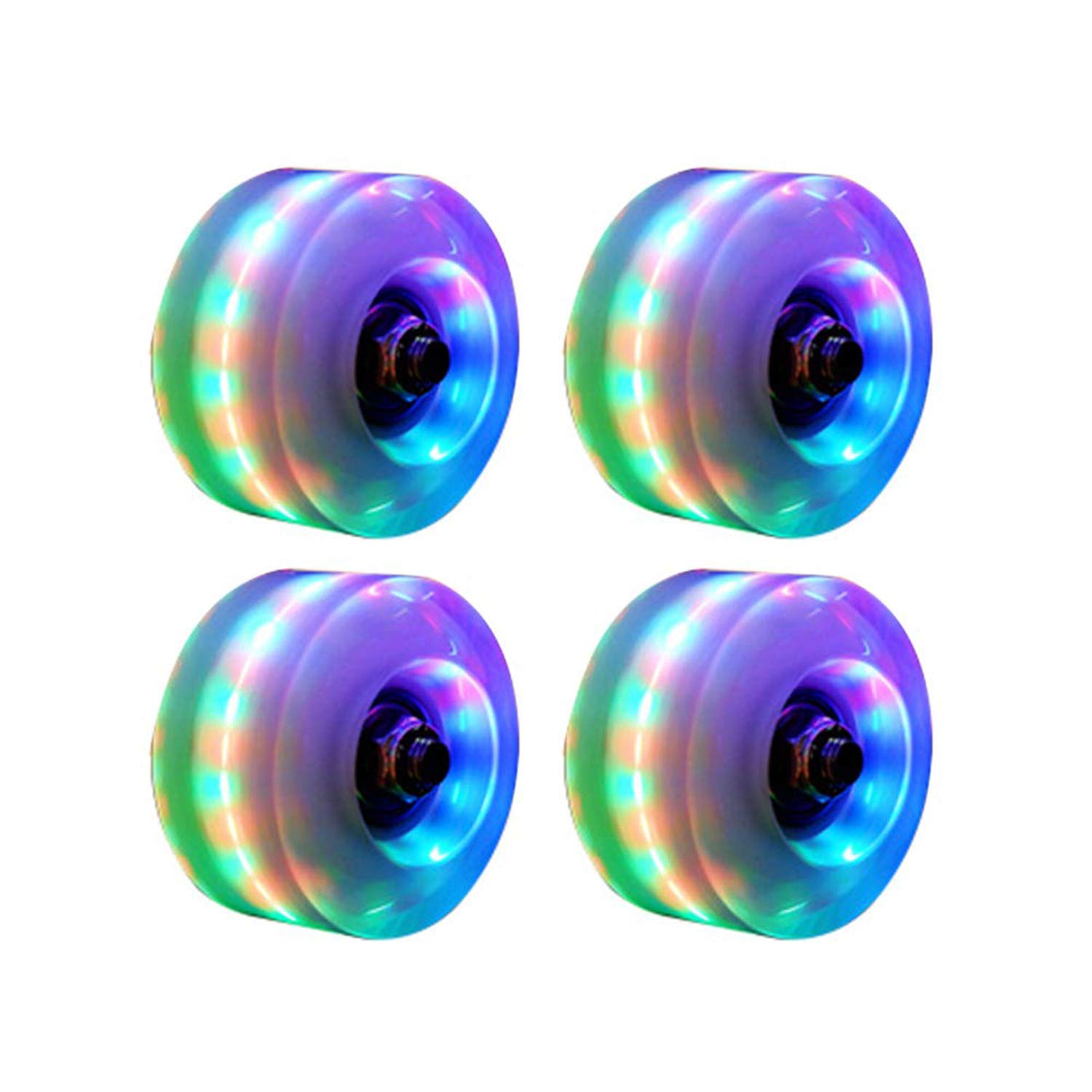 Roller Skate Wheels Outdoor Light Up LED Quad Rainbow Rollerskate Parts Tool Wheels,4 Pack 32mmX58mm/8 Pack 608 Bearing /4 Pack Core