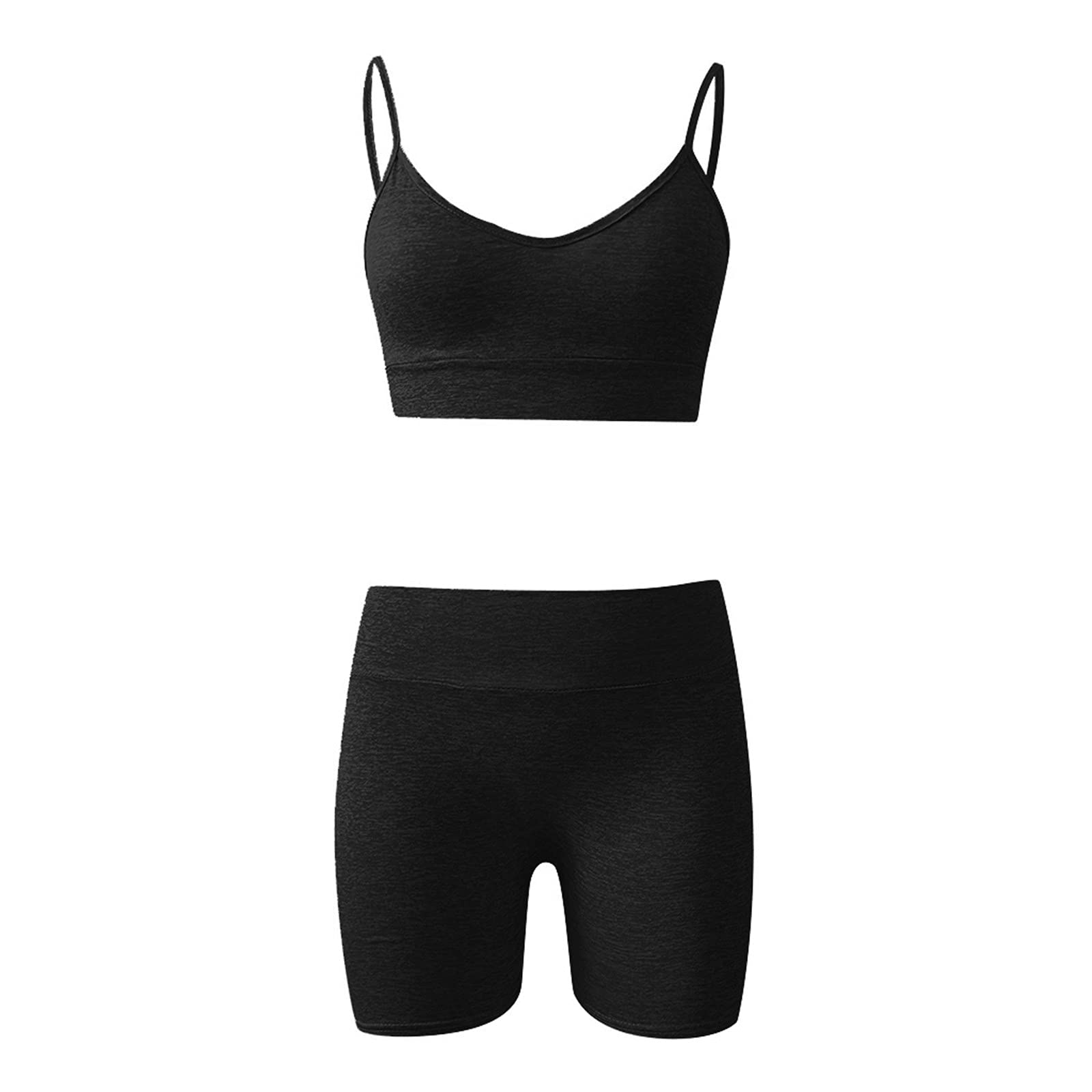 Workout Sets for Women 2 Piece Ribbed Seamless Crop Tank High Waist Yoga Leggings Sets (BB-Black, S)