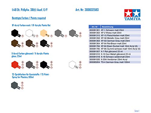 Tamiya 300032583 Tank 1:48 Dt. PzKpfw. 38 (t) Ausf. dd/e Cup