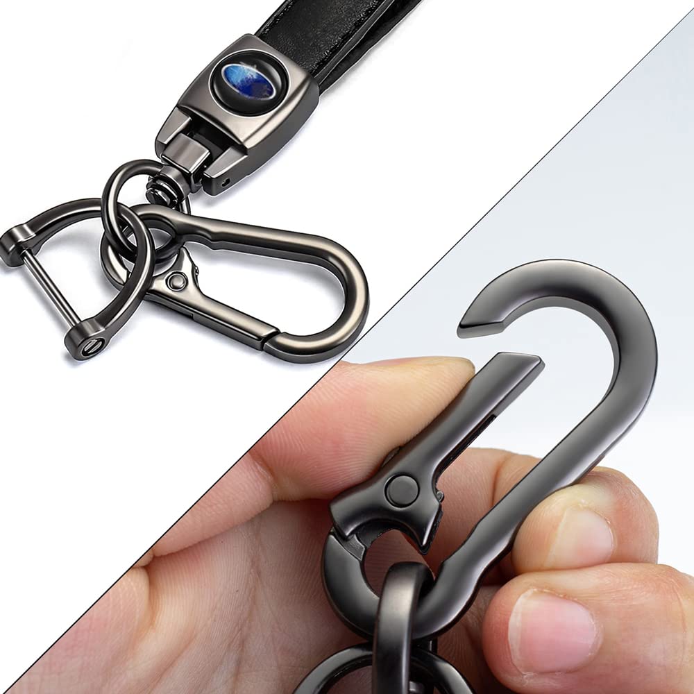 XinHongTu for Subaru Car Keychain,Genuine Leather Car Keyring with, Keychains for Subaru Key Ring Lanyard Accessories Black Key Chain Keyring
