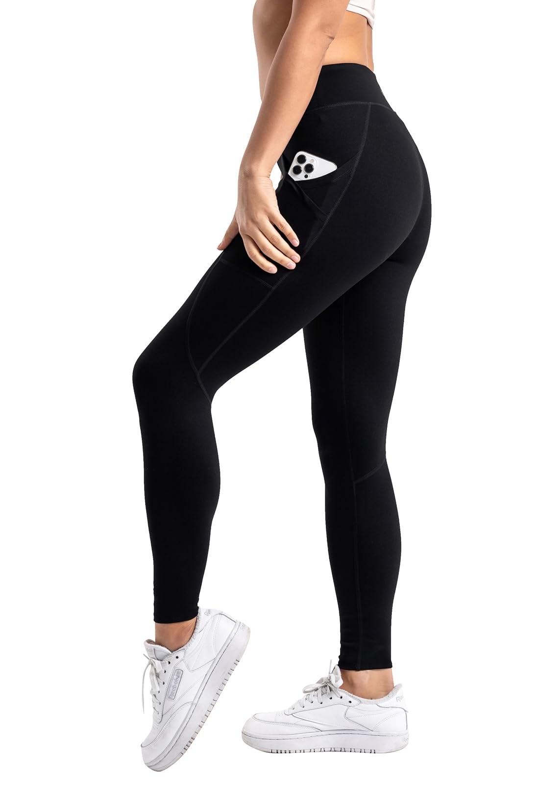 Yogipace Petite Women's 23" Yoga Workout Running Leggings with Side Pockets Black Size XXL