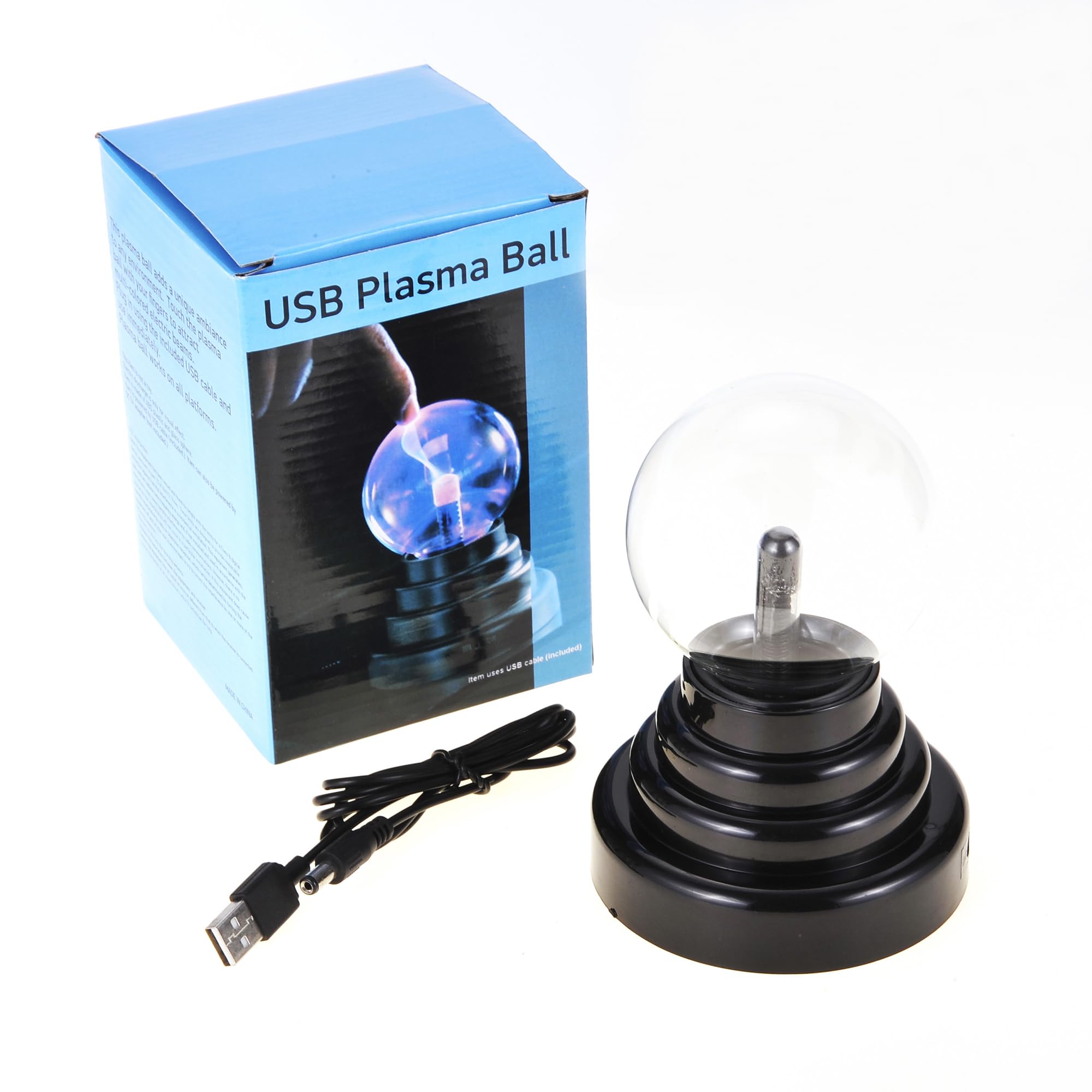 PowerTRC Plasma Ball, 3 inch Plasma Night Lamp, USB or Batter Powered Respond to Touch Plasma Globe, Party Props, Home Bedroom Decoration Christmas Novelty Gift for Kids