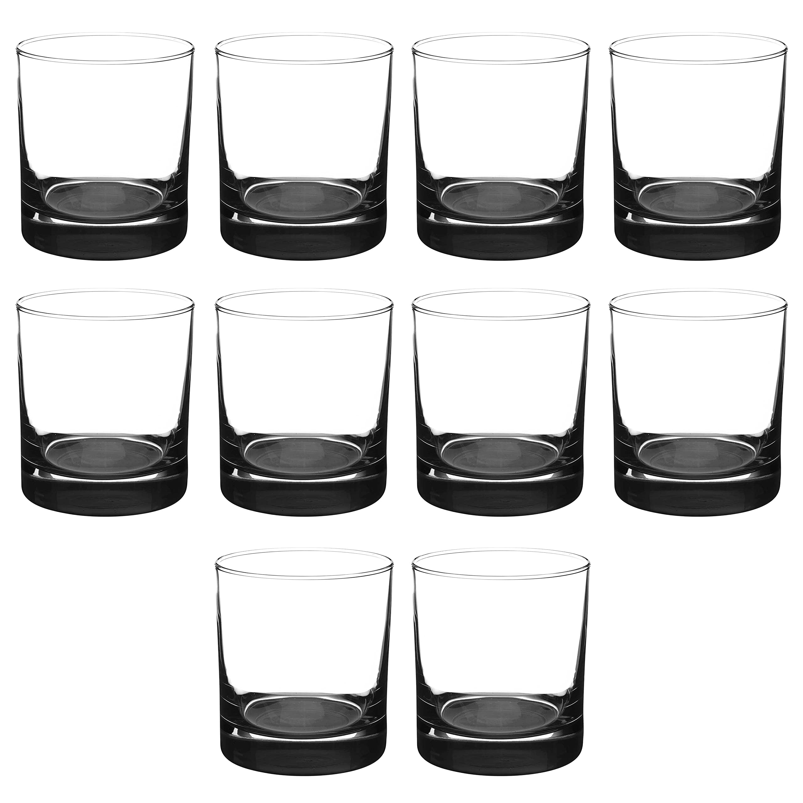 Whiskey Glasses by Libbey 10 oz. Set of 10, Bulk Pack - Heavy Base Old Fashioned Glass, Perfect for Scotch, Bourbon, Whiskey, Cocktail - Black