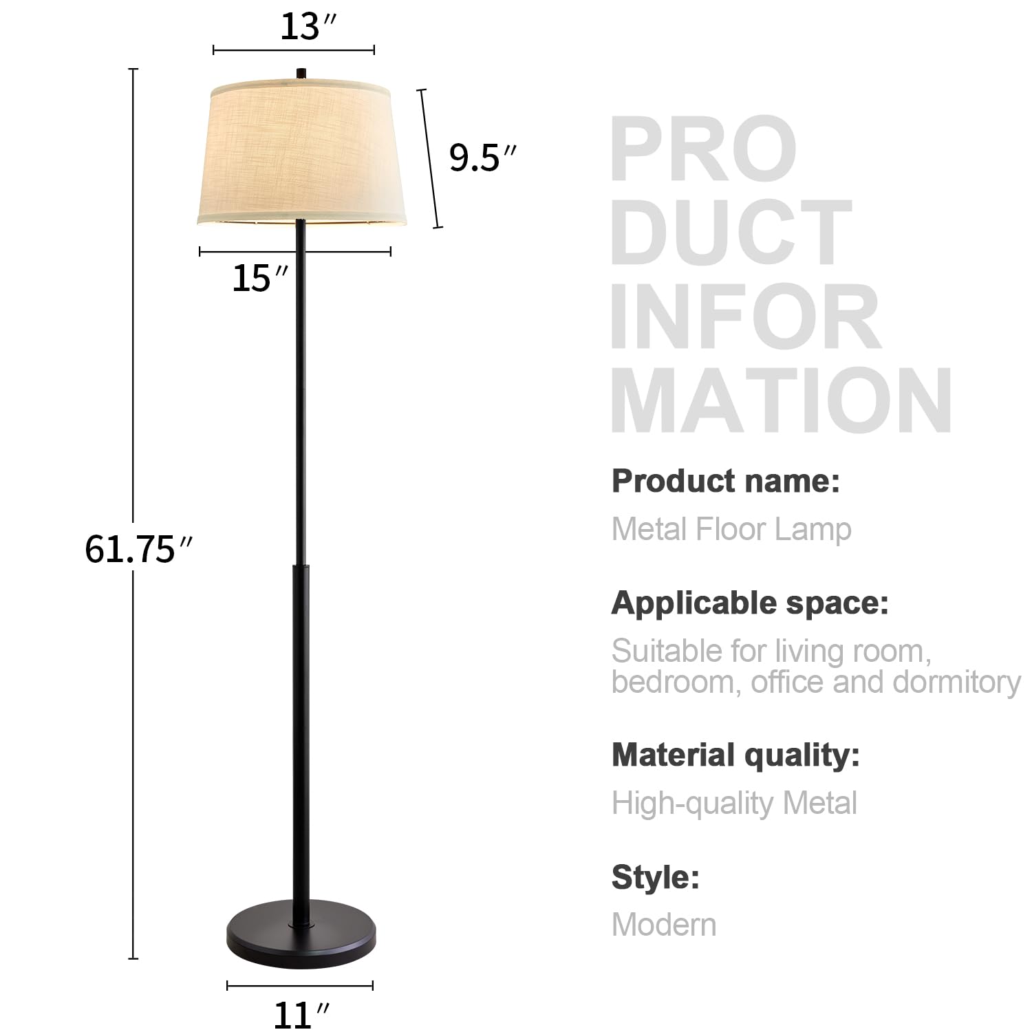 Oneach 61.75" Arch Floor Lamp for Living Room LED Tall Standing Light Black