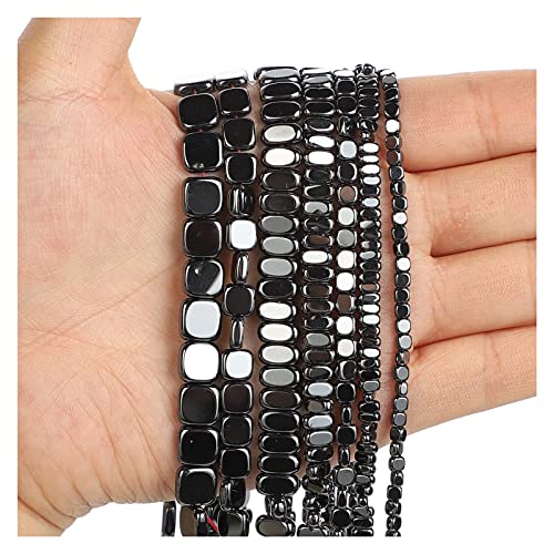 NHBT YU Oblate Square Natural Stone Beads Cube Black Hematite Beads Cube Loose Beads for Jewelry Making DIY Bracelet Accessories T87 (Color : H8481, Item Diameter : 6x6x2mm About 66 pcs)