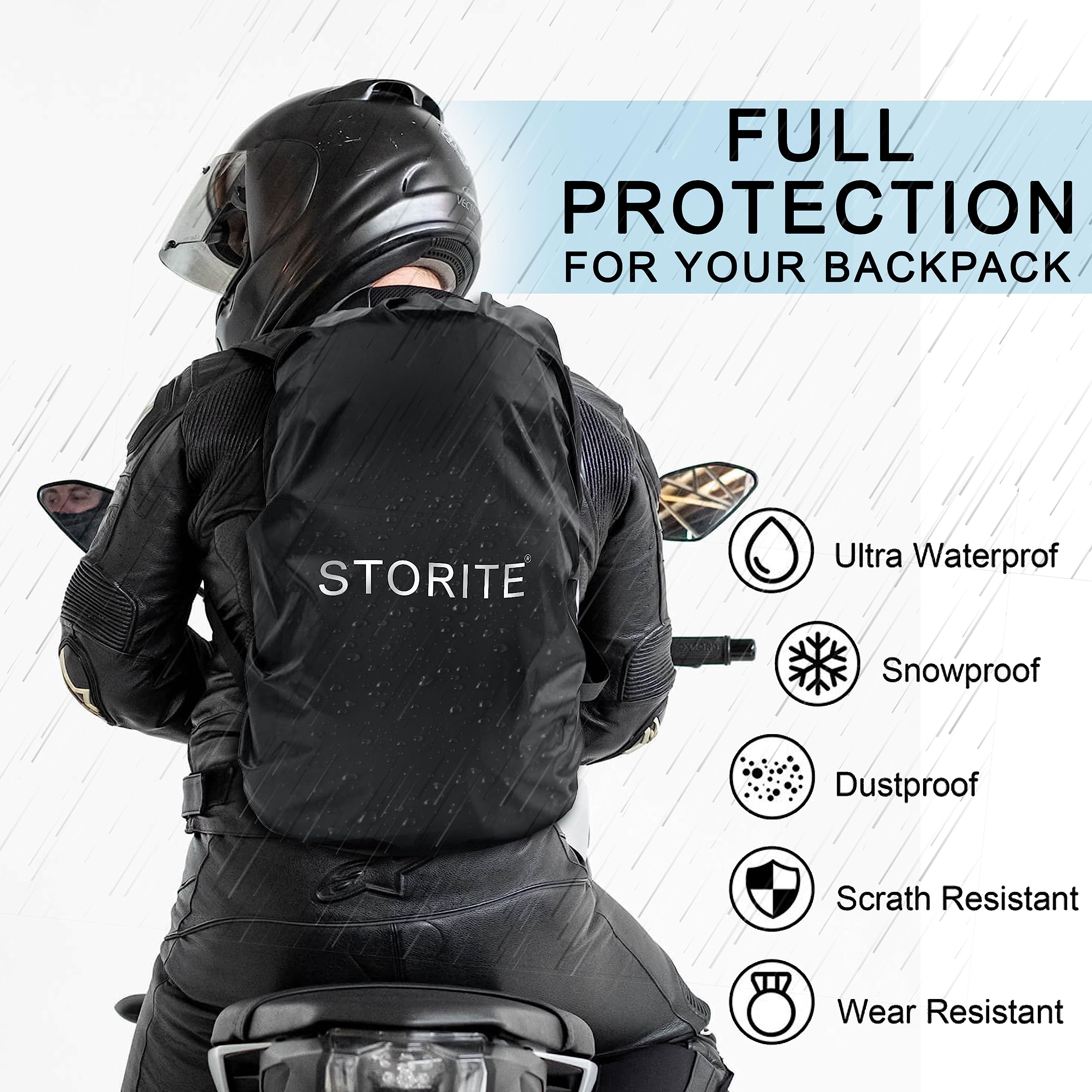 Storite Dust & Rain Cover for Backpack with Pouch, Waterproof Dustproof Bag Adjustable Cover for School, College,Office-2PK