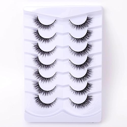 SQYlashes False Eyelashes Short Lashes Natural Look, Wispy Lashes Cat Eye 12mm - 7 Pairs, ZG67