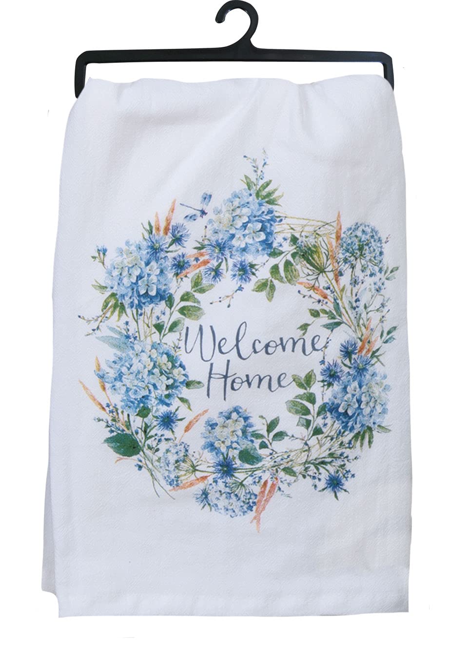 Welcome Home Blue Hydrangea Terry Towel and Flour Sack Kitchen Towel Set of 2 by Kay Dee Designs