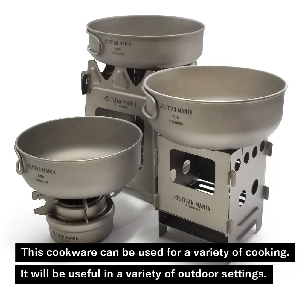 TITAN MANIA Titanium 750ml Pot with Lid, Cooker, Kocher, Camping Cookware, Ultra Lightweight, Sturdy, Outdoor Gear, Camping Equipment
