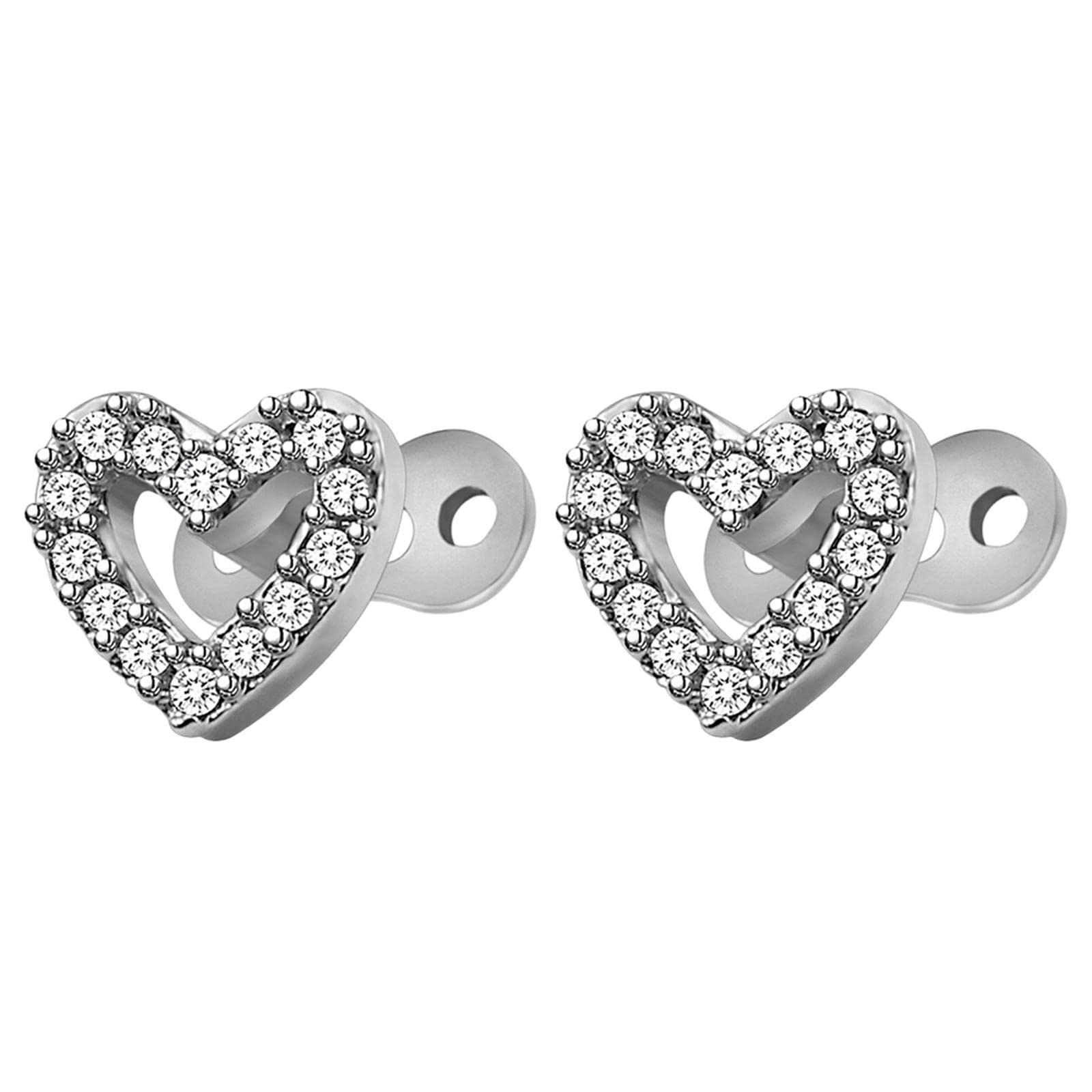 Titanium Dermal Anchor Top Crystal Micro Surface Skin Piercing 16G - Fan - Heart 1