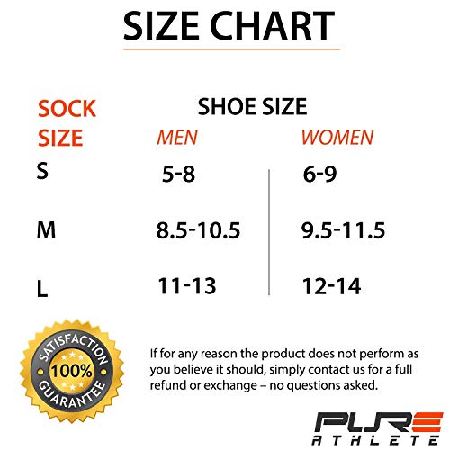 Pure Athlete Snowboard Socks - Comfortable Warm Skiing Snowboarding Sock for Men and Women (Black-White-Red - 3 Pack, Medium)
