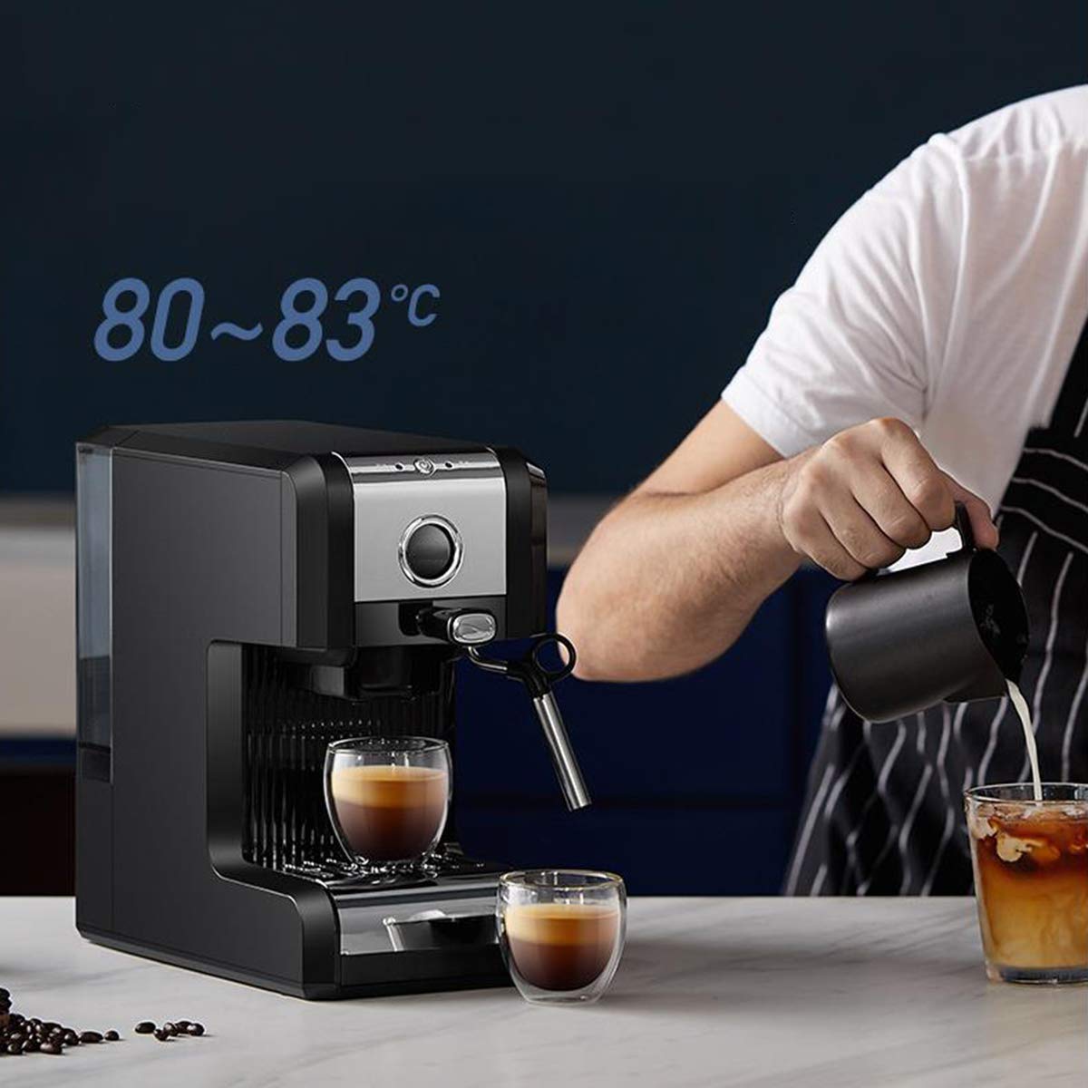 ROLTIN Espresso Coffee Machine Maker 20 Bar, Capuccino, Frothing Milk Foam, 1250W,Steam Nozzle Capacity 0.97L Removable Drip Tray Compatible with Preparing Drinks