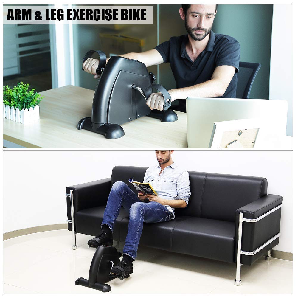 Portable Mini Cycle Bike Foot Pedal Exercise Machine Arm and Leg Recovery Peddler Exerciser Under Desk