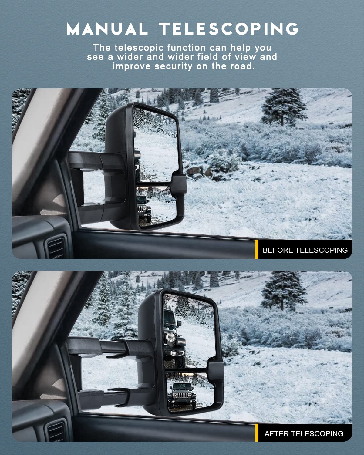 OCPTY Towing Mirrors with Power Heated Left and Right Side Tow Mirrors Compatible with 2003-2006 for Chevy Silverado/for GMC Sierra Pickup All Models Light Lens with LED Turn Signal Light with Black