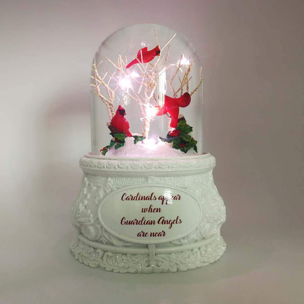 Roman - Lighted Musical Tree with Cardinal Dome, 100mm, 6.25" H, Resin, Glass, Water, Christmas Collection, Home Decor, Adorable Gift, Durable, Beautifully Detailed