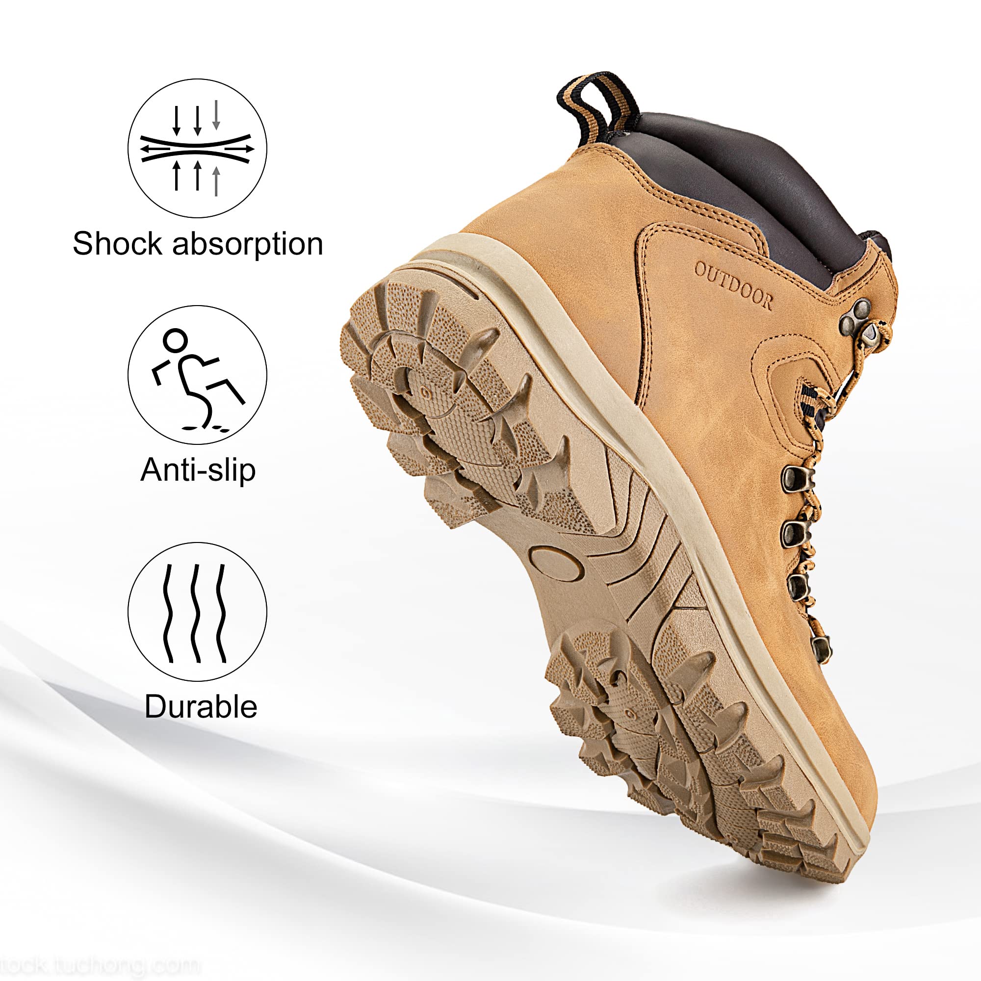 ZASEPY Men's Hiking Boots Waterproof Non-slip Lightweight Outdoor Mid Top Ankle Boot for Men Hiker Work All Weather Comfort