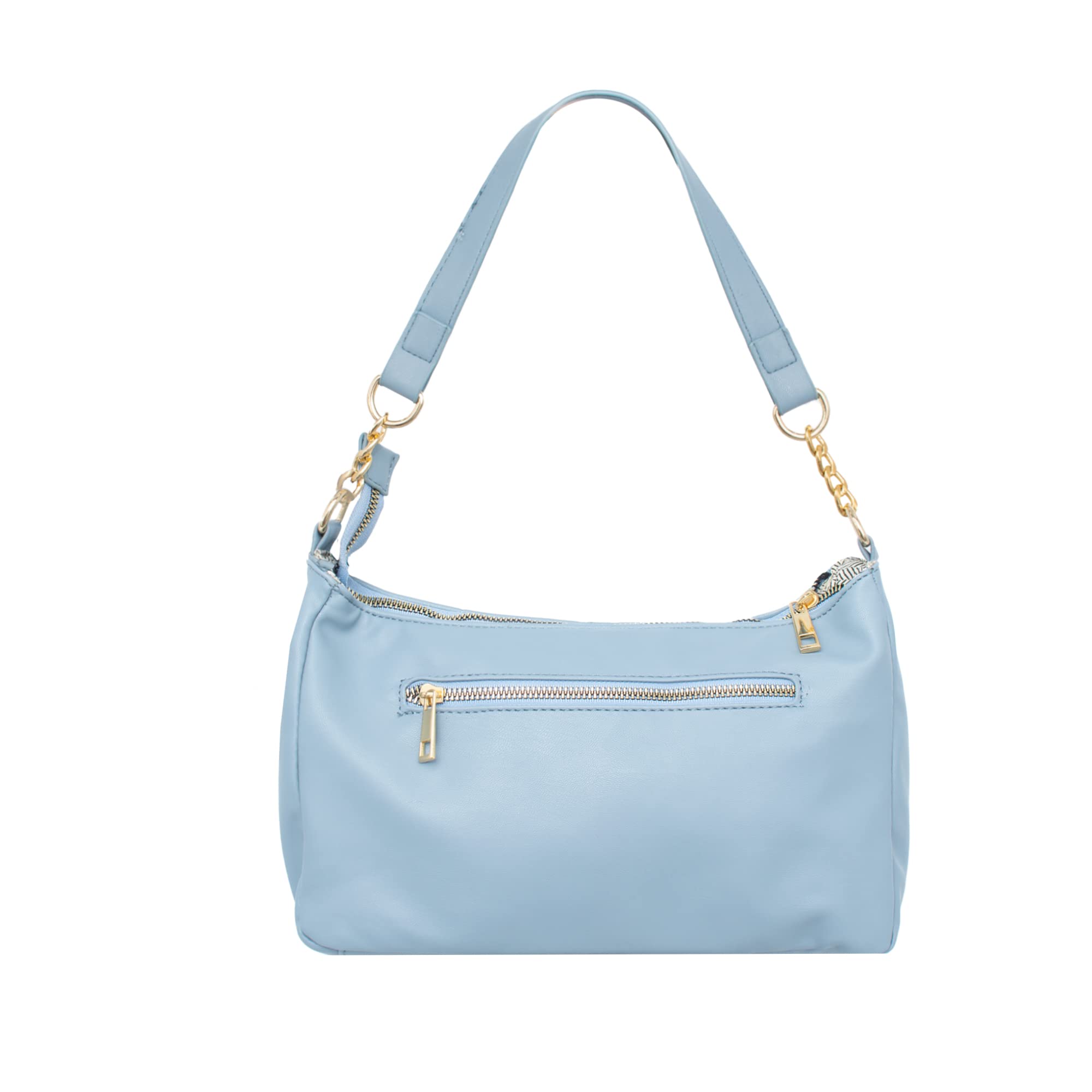 XOXO Women’s Blue Chevron Vegan Leather Quilted Pattern Crossbody Bag With Adjustable Strap
