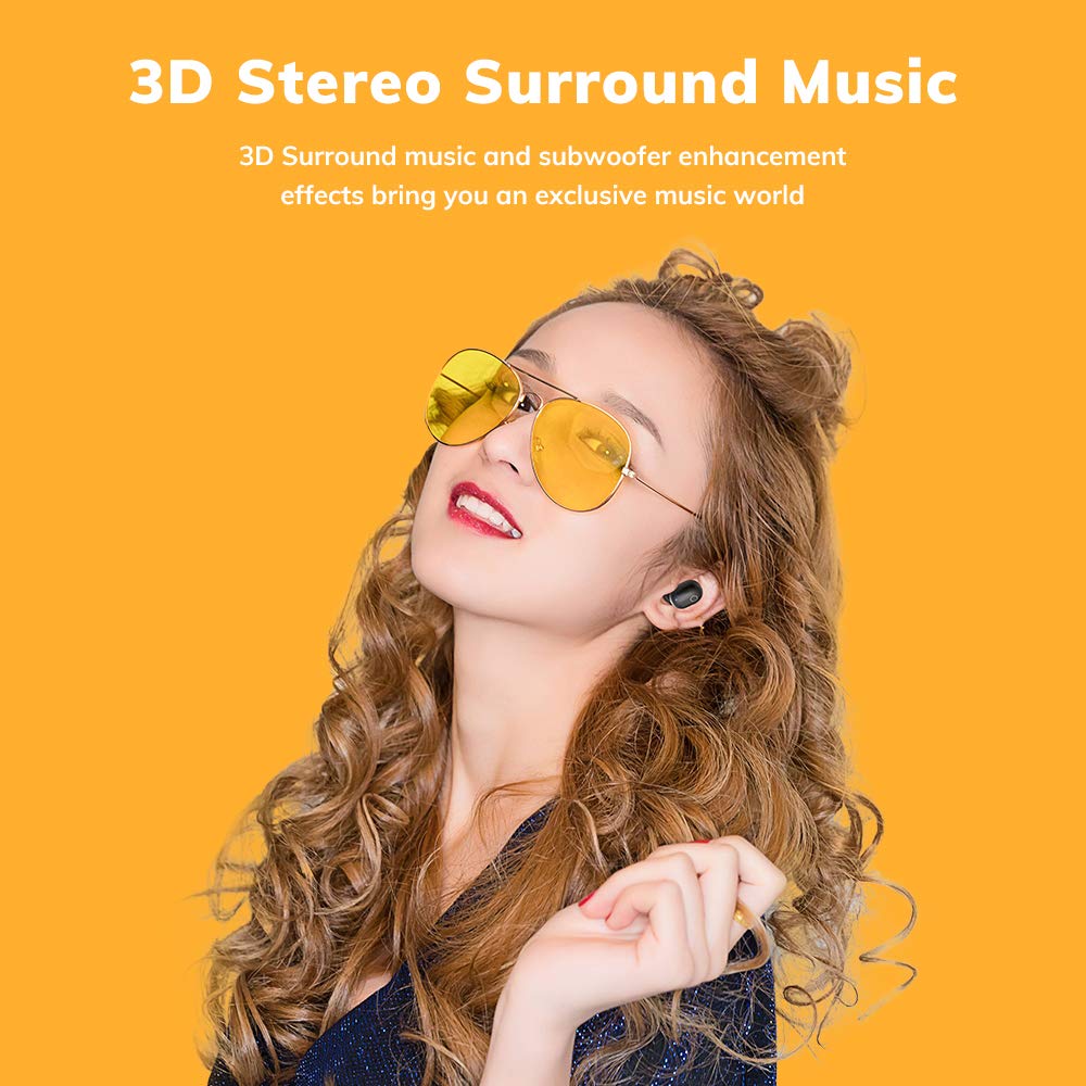 True Wireless Earbuds Bluetooth Headphones Touch Control with Wireless Charging Case in-Ear Headset for Sports, Mystic Black
