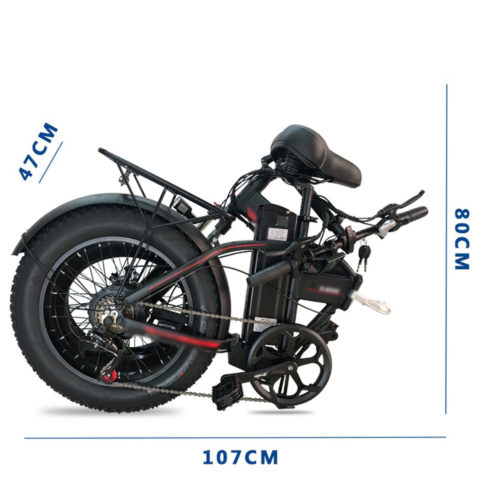 Wonzonezxc Bicycle Electric Bicycle 20 Inch Folding E-Bike Fat Tire Beach Cruiser Electric Motorcycle Lithium Battery