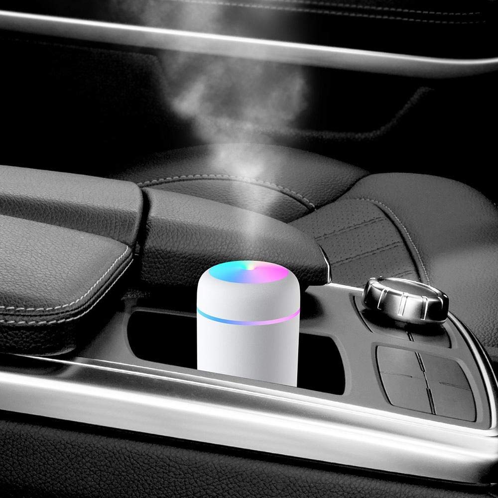 Portable mini humidifier, small atomizing atomizer (with color ambient night light), portable USB personal humidifier, used in bedroom, travel, office, ultra-quiet 300ml automatic shutdown humidifier