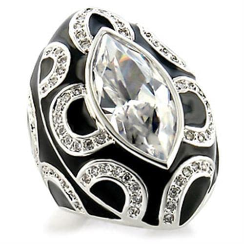 Zawadee 9W160 - Rhodium Brass Ring with AAA Grade CZ in Clear Size 8