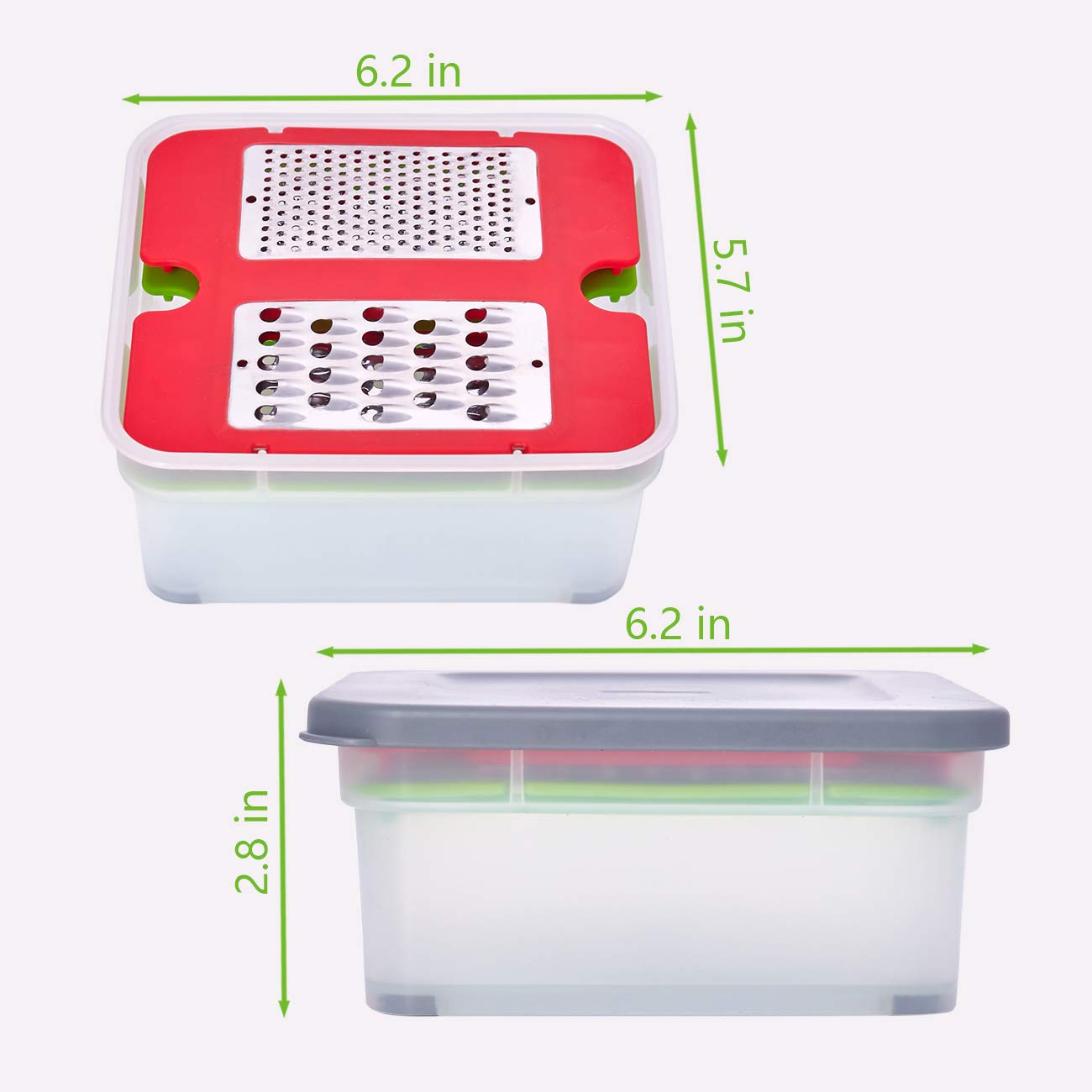 Nurch Cheese Grater with Container 4 in 1 Box Grater with Stainless Steel Blades Cheese Vegetable Slicer for Carrot Potato Easy to Use…