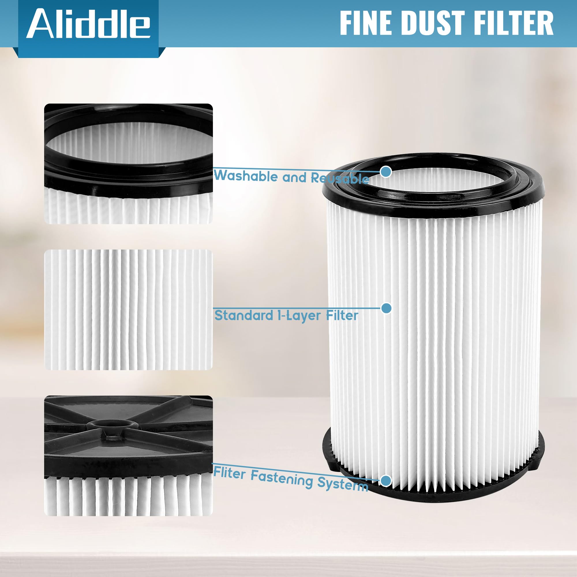 VF4000 Replacement Cartridge Filter for ridged 72947 Wet Dry Vac 5 to 20-Gallon 6-9 Gal husky Compatible with RV2400A RV2600B WD5500 WD0671,2 Pack