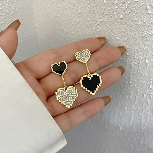 Zboro 2022 Unique Double Heart Shape Crystal Dangle Earring For Women Charm Love Heart Hanging Statement Drop Earring Jewelry - Silver